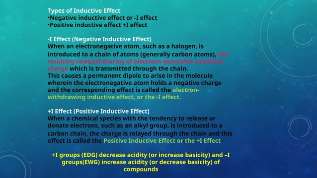 Electronic Effects:- Inductive Effect.pptx Chemistry Basic | PPTX