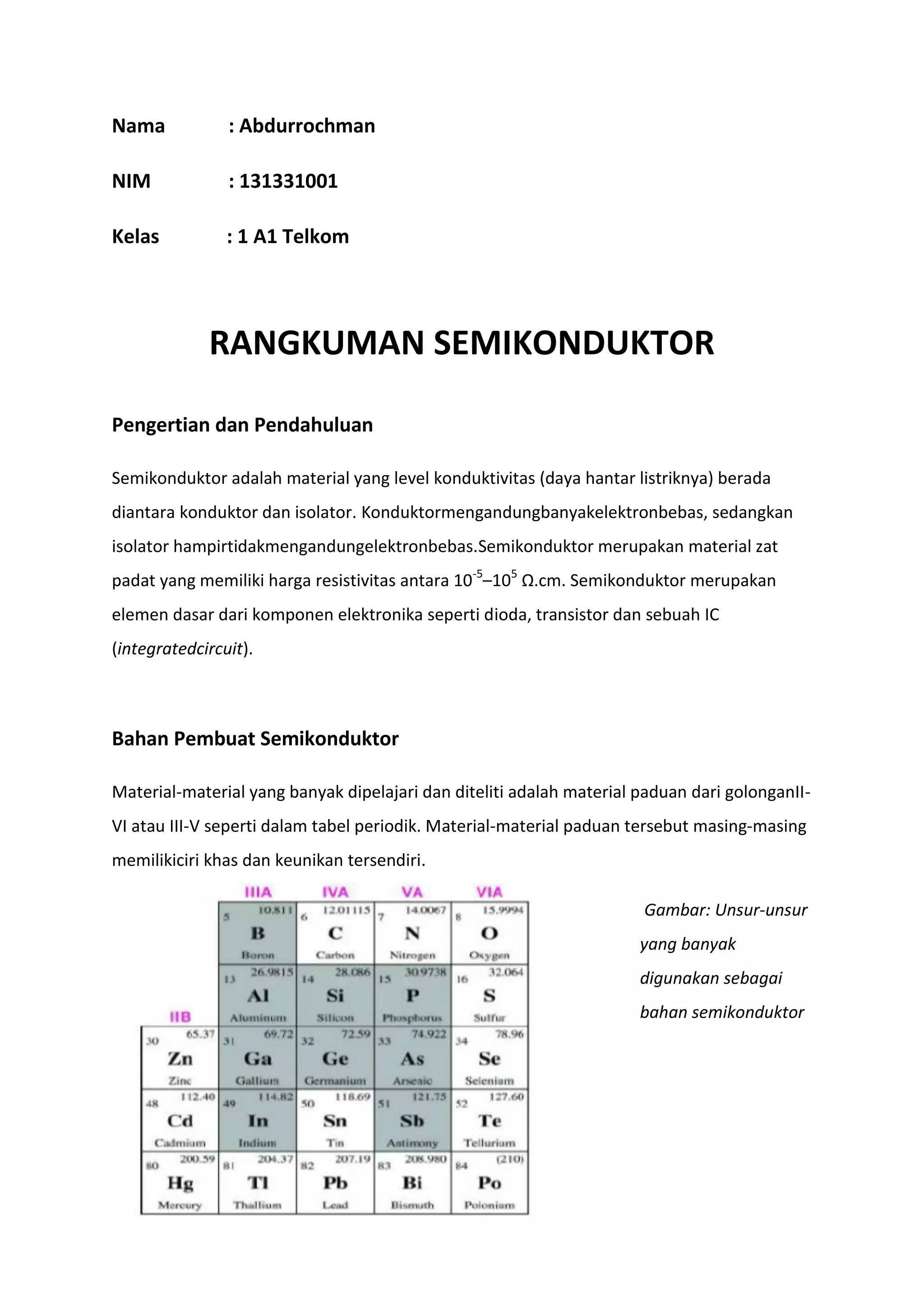 Ringkasan Semikonduktor | DOCX
