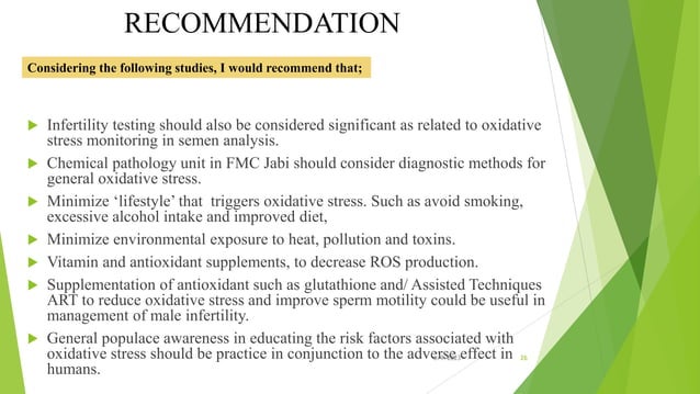 Role of Oxidative Stress on male infertility | PPTX