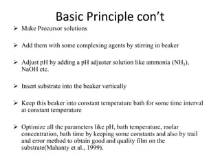 Thin films and chemical bath deposition technique | PPTX