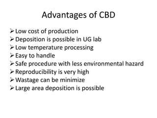 Thin films and chemical bath deposition technique | PPTX