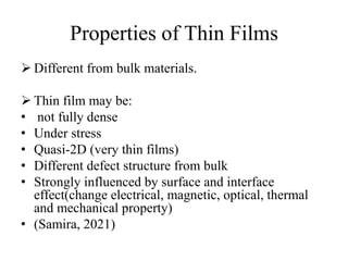 Thin films and chemical bath deposition technique | PPTX