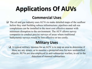 Autonomous Underwater Vehicle (AUVs) | PPTX