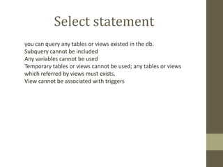 View, Store Procedure & Function and Trigger in MySQL - Thaipt | PPT