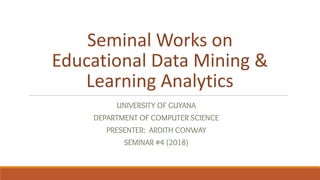 Seminal Works on Education Data Mining and Analytics | PDF