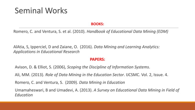 Seminal Works on Education Data Mining and Analytics | PDF