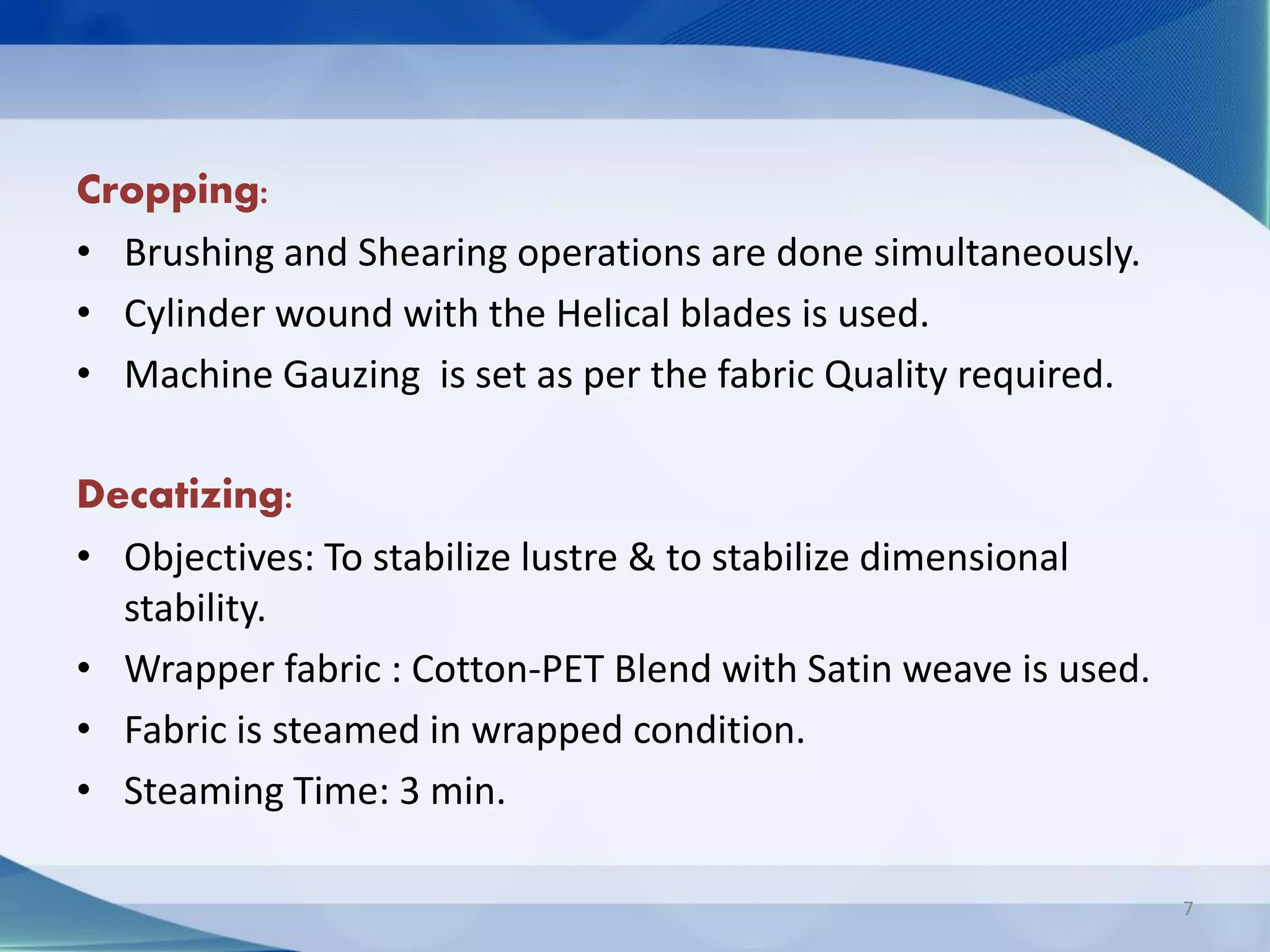 mechanical finishing of worsted fabrics | PDF