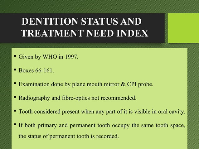 Indices for dental caries | PPT