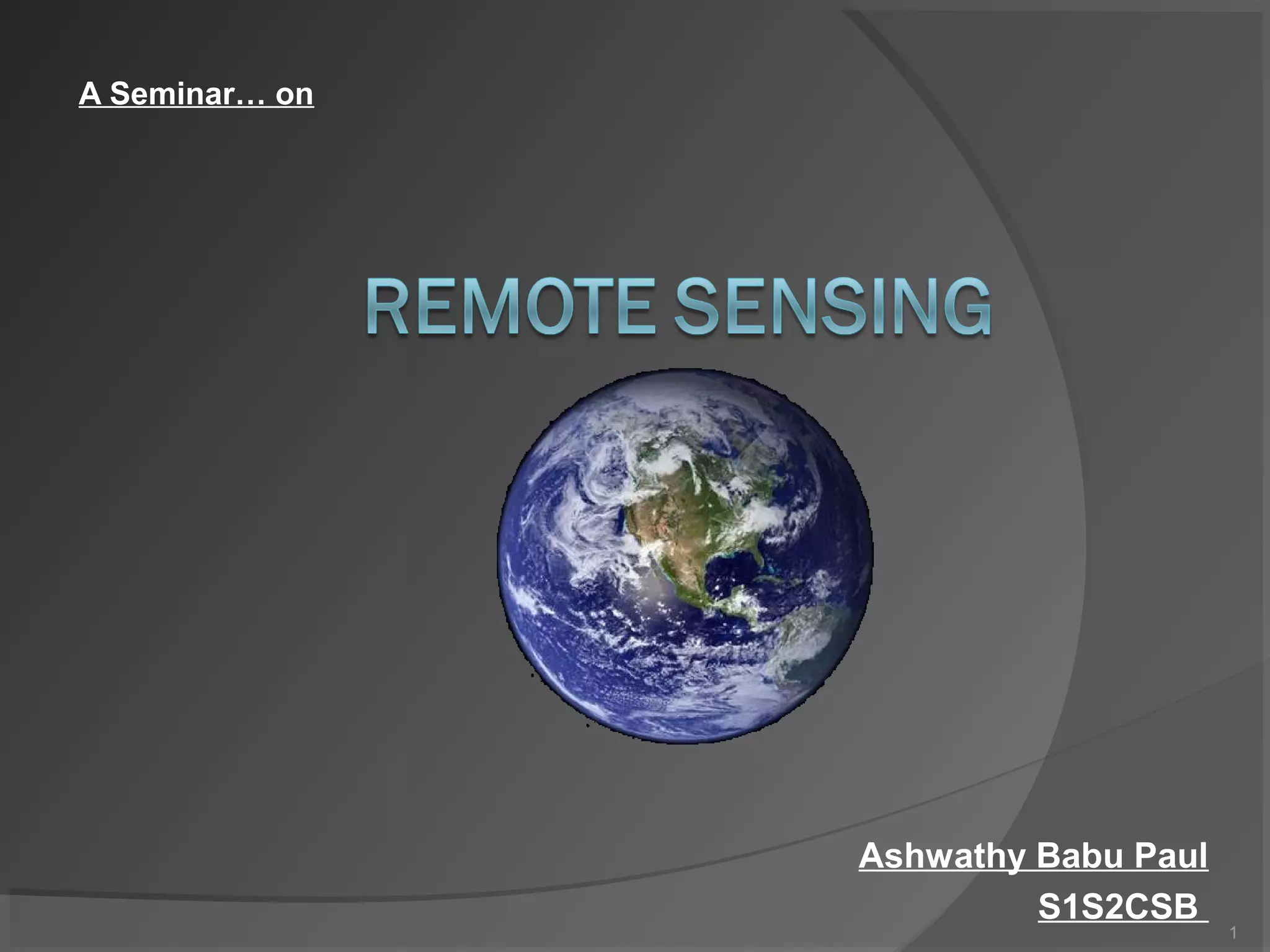 Remote Sensing PPT | PPT