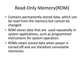 Memory Hierarchy (RAM and ROM) | PPTX