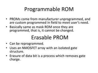 Memory Hierarchy (RAM and ROM) | PPTX