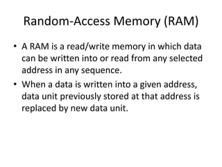 Memory Hierarchy (RAM and ROM) | PPTX