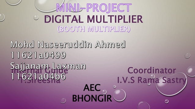 Seminar on Digital Multiplier(Booth Multiplier) Using VHDL | PPTX