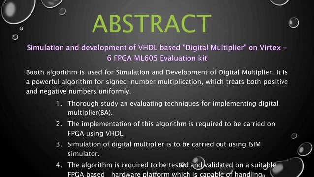 Seminar on Digital Multiplier(Booth Multiplier) Using VHDL | PPTX
