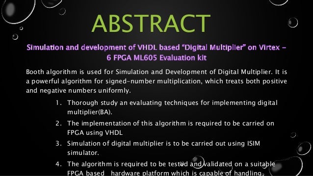 Seminar On Digital Multiplierbooth Multiplier Using Vhdl
