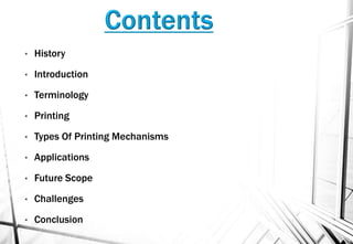 Seminar Presentation on 3D Printing | PPTX