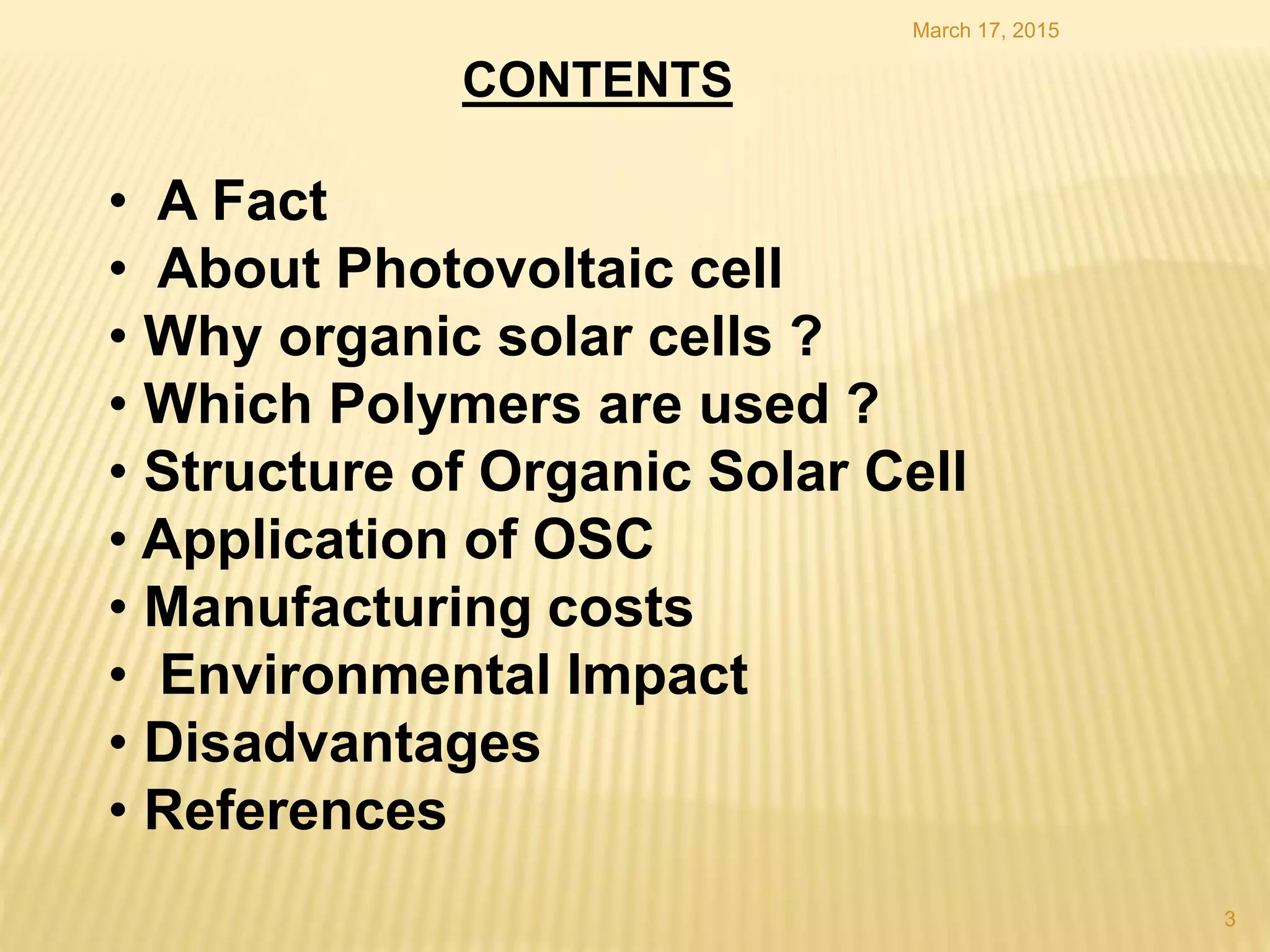 Organic Solar Cell | PPTX