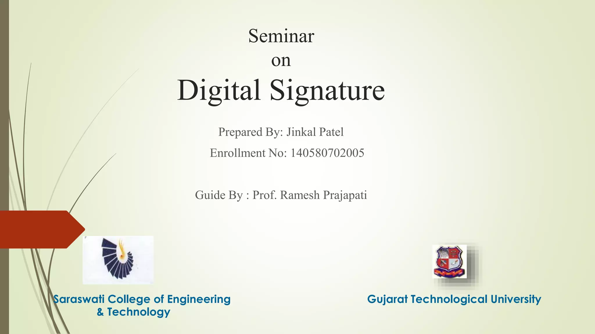 Seminar ppt on digital signature | PPTX