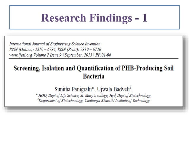 PHB production by bacteria and its applications | PPTX