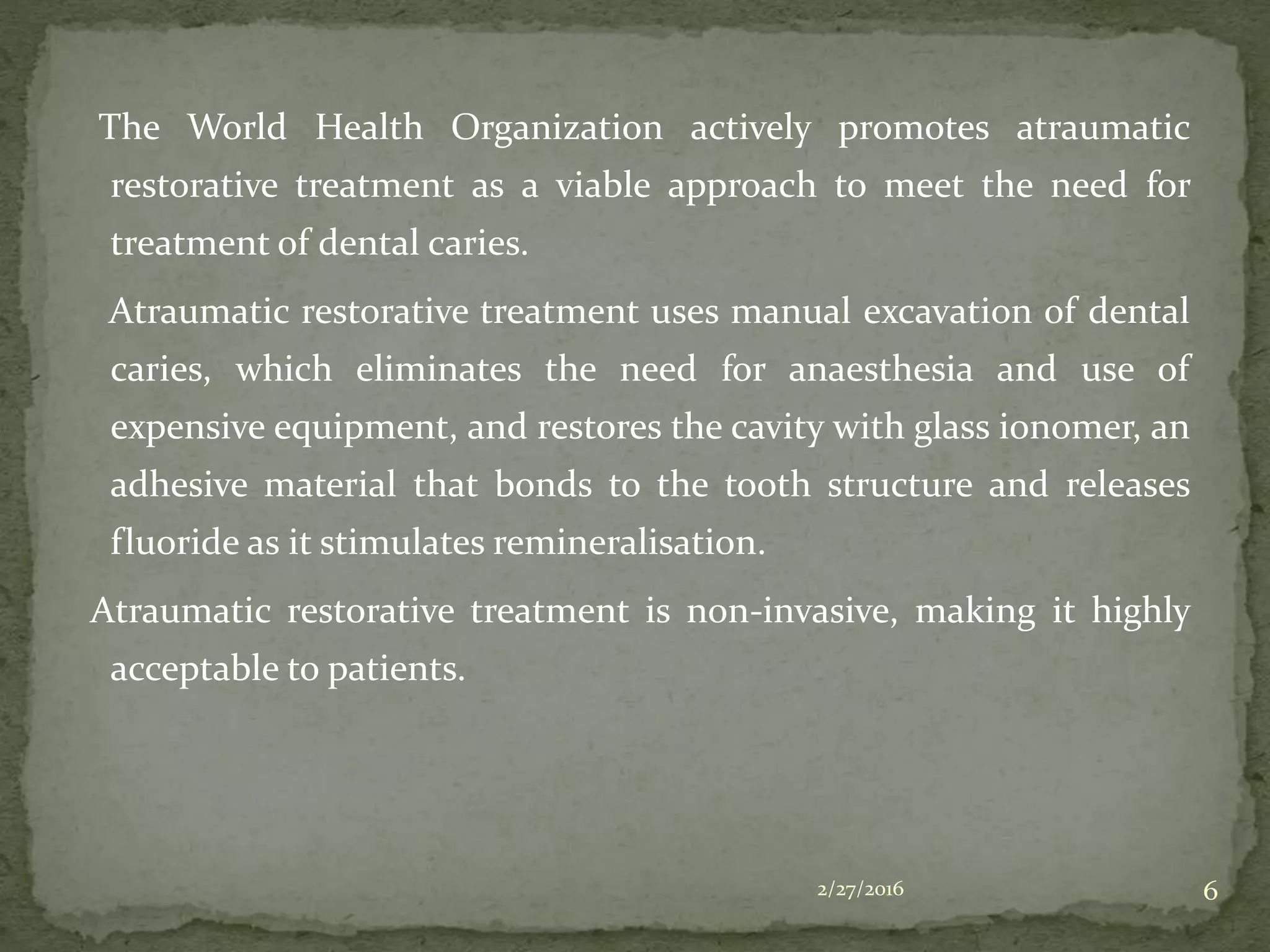 atraumatic restorative treatment | PPTX