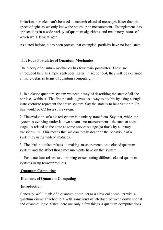 Seminar report on quantum computing | DOCX | Chemistry | Science