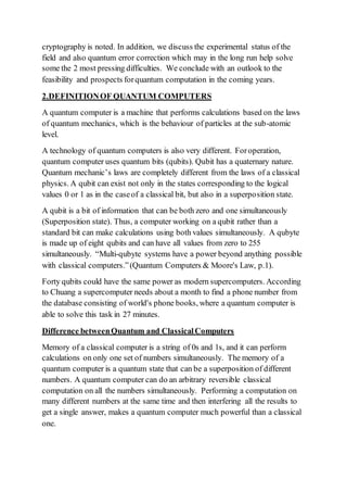 Seminar report on quantum computing | DOCX