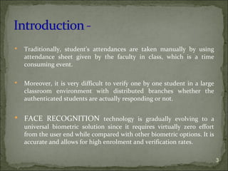 Automatic Attendance system using Facial Recognition | PPT