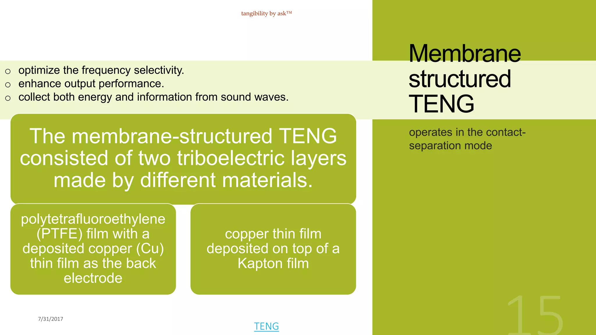 Tribo electric nano generator (TENG) | PPTX