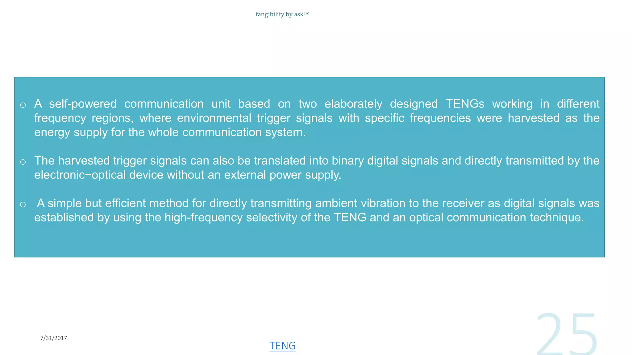 Tribo electric nano generator (TENG) | PPTX