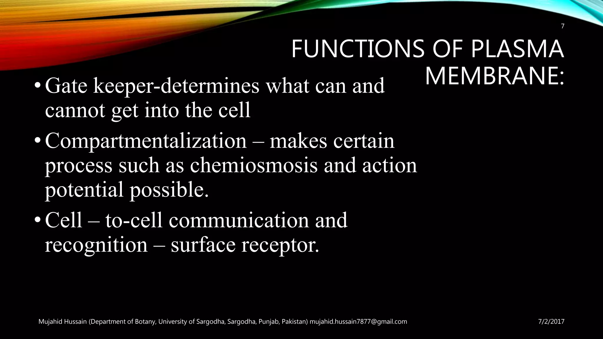 Structure and function plasma membrane | PPTX