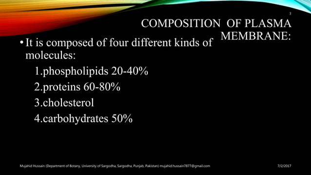 Structure and function plasma membrane | PPTX | Biological Sciences ...