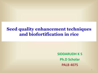 Seed quality enhancement techniques and biofortification in rice | PPT