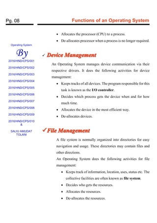 Operating System Seminar By Owonubi Job Sunday | PDF