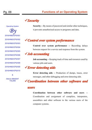 Operating System Seminar By Owonubi Job Sunday | PDF