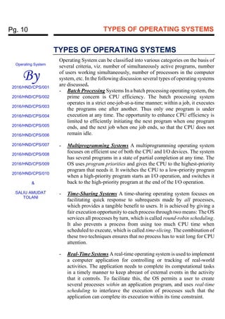 Operating System Seminar By Owonubi Job Sunday | PDF