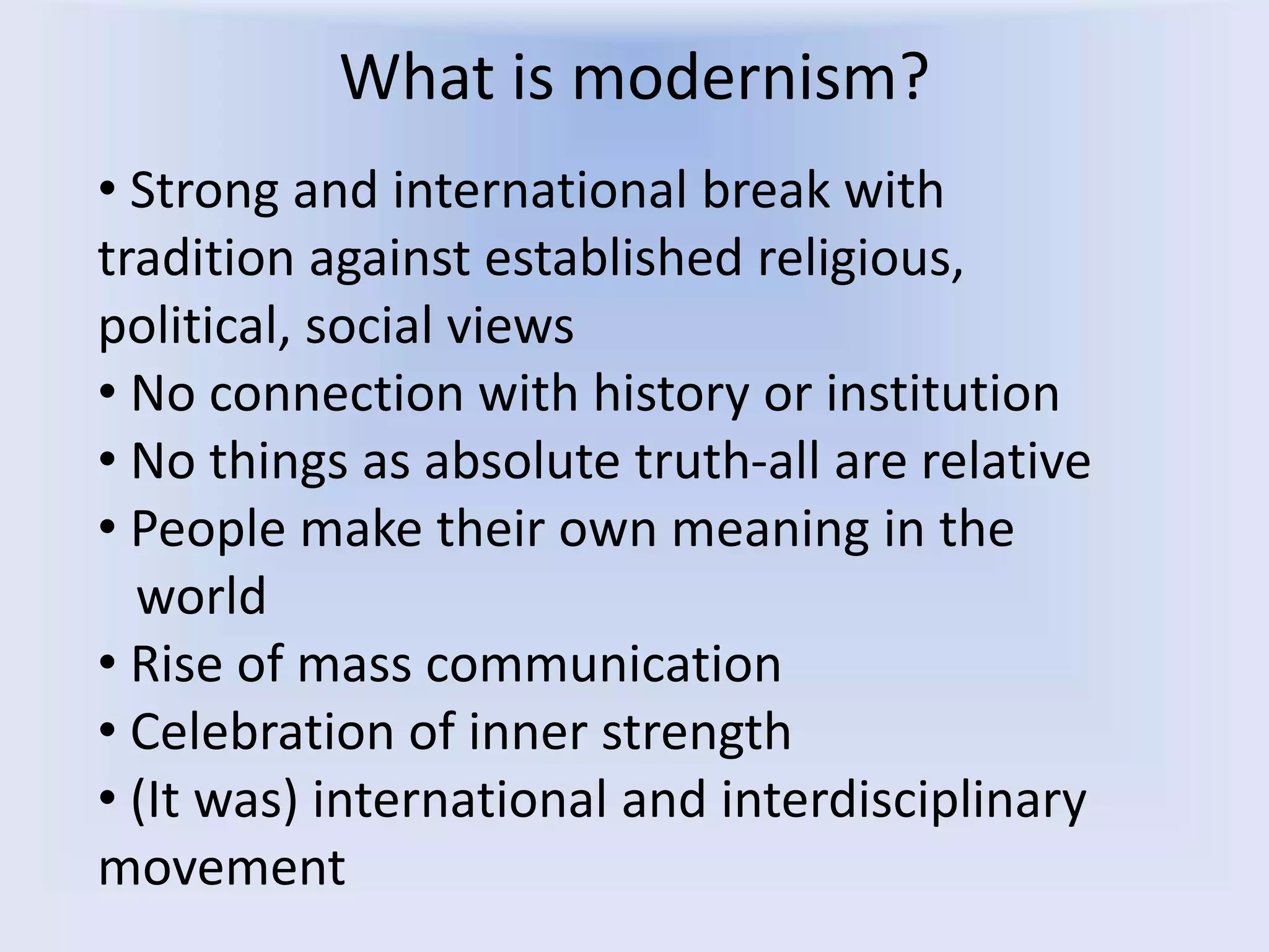modernism- an overview | PPTX
