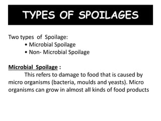 seminar on food spoilage | PPTX
