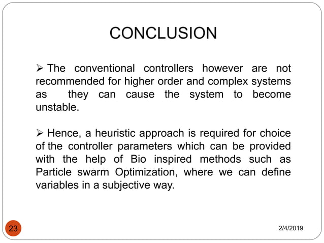 Speed Control of DC Motor Using PSO tuned PID Controller | PPTX
