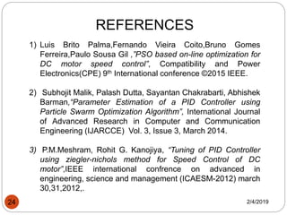 Speed Control of DC Motor Using PSO tuned PID Controller | PPTX