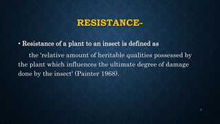 FACTORS INDUCING RESISTANCE AGAINST INSECT PEST OF RICE | PPTX