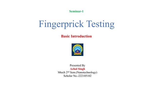 Fingerprick testing- Basic introduction | PPT