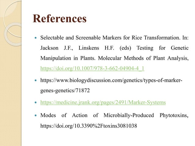 Screenable and Selectable Markers | PPTX | Chemistry | Science