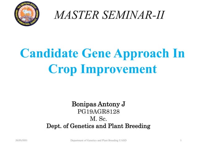 Candidate Gene Approach in Crop Improvement | PPTX | Genetics | Science