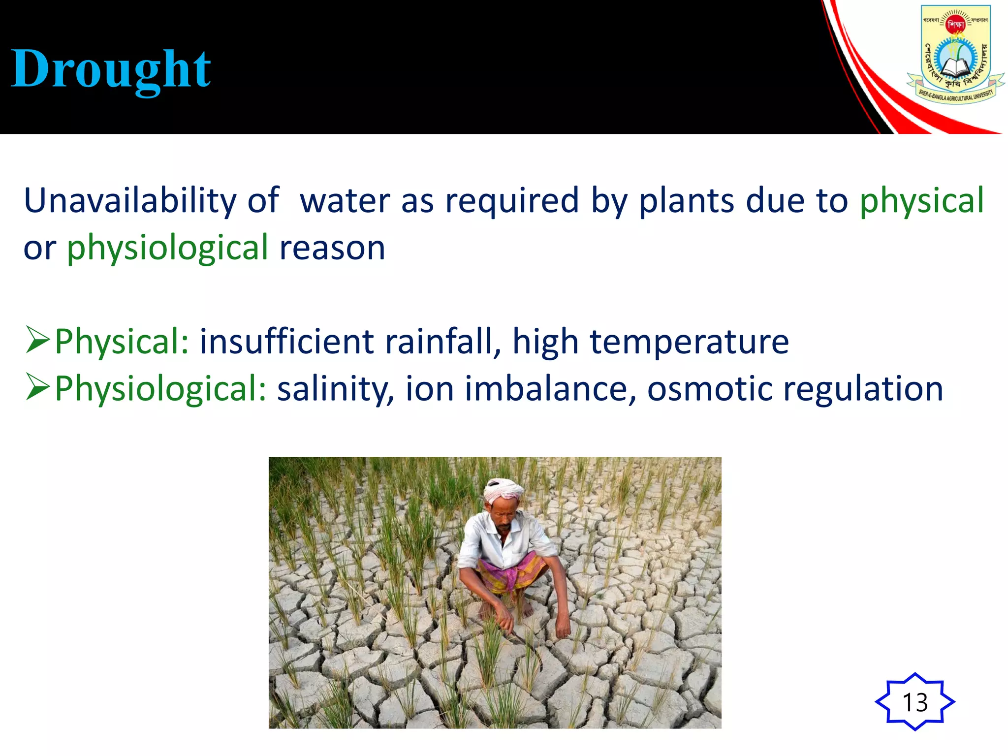 Drought tolerance mechanism in plant | PDF