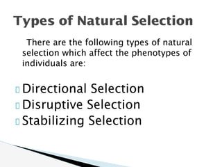 Natural Selection and its types | PDF