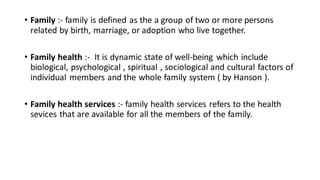 Role and responsibilities of health personnel in family health services ...