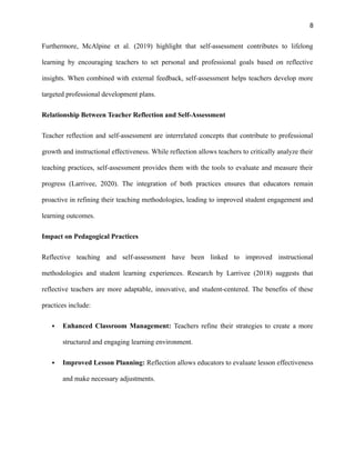 Teacher Self Assessment and self reflection | PDF