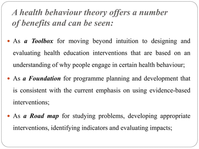 behavioural models in health promotion | PPTX | Medical Health