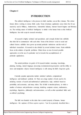 seminar Report-BE-EEE-8th sem-Artificial intelligence in security ...