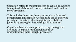 Cognitive Theory in Behaviour Management In Pedodontics | PPTX